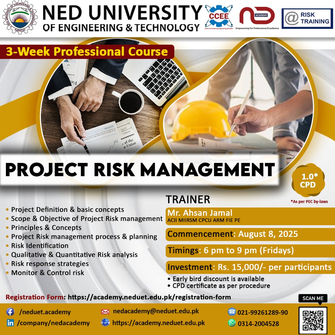 Project Risk Management | NED Academy - CCEE | CMPP | PTMC